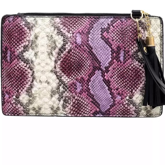 Boutique | Bags | Snake Print Clutch Bag In Purple | Poshmark